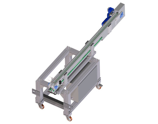 Elbow feed belt with manual loading - PM Impianti